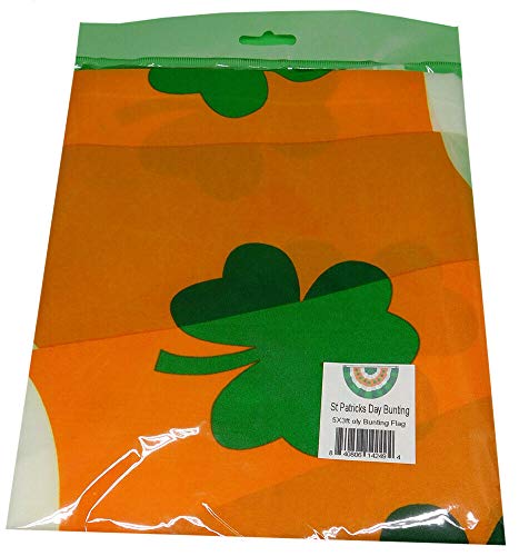 St Patricks Day Bunting Flag 3x5 ft Irish Ireland Green Shamrock Pats Decoration