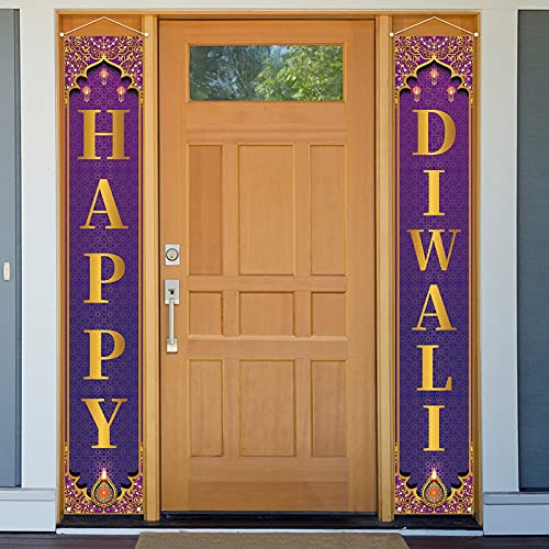 Jiudungs Diwali Decoration Outdoor Indoor Happy Diwali Porch Sign Banner Indian Dlwali Festival of Lights Decor and Supplies for Home