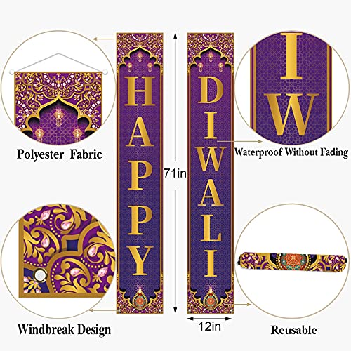 Jiudungs Diwali Decoration Outdoor Indoor Happy Diwali Porch Sign Banner Indian Dlwali Festival of Lights Decor and Supplies for Home