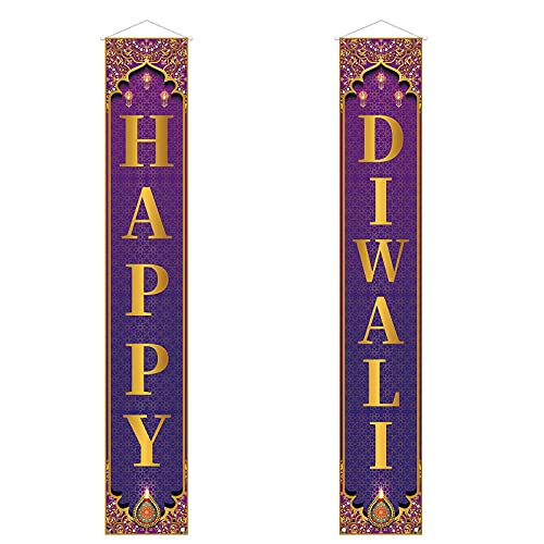 Jiudungs Diwali Decoration Outdoor Indoor Happy Diwali Porch Sign Banner Indian Dlwali Festival of Lights Decor and Supplies for Home