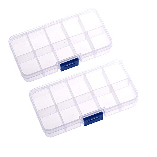 10 Grids Portable Plastic Organizer Container Storage Box,with Adjustable Grid (2 pcs)