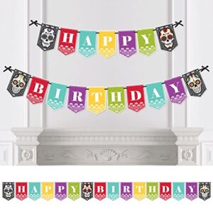 big dot of happiness day of the dead – birthday party bunting banner – sugar skull birthday party decorations – happy birthday