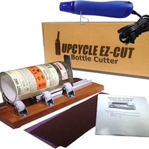 Glass Bottle Cutter (Deluxe) Kit, Upcycle EZ-Cut: Beer & Wine Bottle Cutting + Edge Sanding Paper & Heat Tool