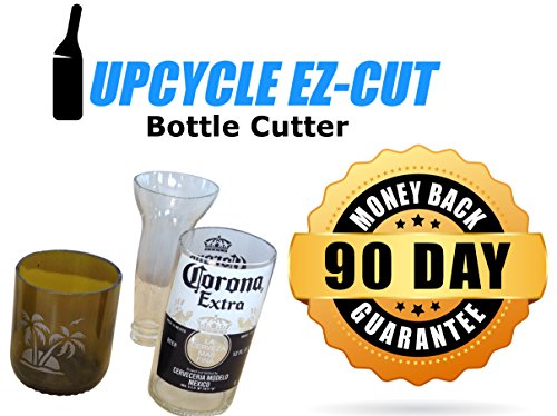 Glass Bottle Cutter (Deluxe) Kit, Upcycle EZ-Cut: Beer & Wine Bottle Cutting + Edge Sanding Paper & Heat Tool