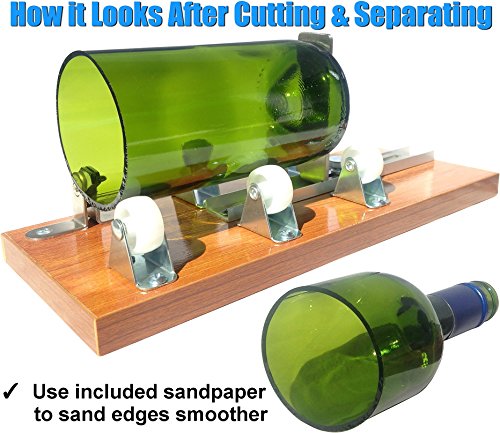 Glass Bottle Cutter (Deluxe) Kit, Upcycle EZ-Cut: Beer & Wine Bottle Cutting + Edge Sanding Paper & Heat Tool