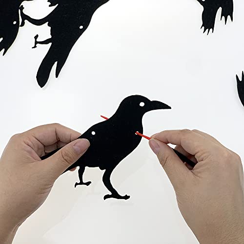 SaktopDeco 2 Pack Black Felt Crow Garland Banner Crow Halloween Birthday Decorations Creative Decor Haunted House Fireplace Decor