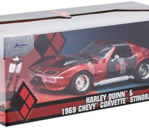 Jada 1:24 Diecast 1969 Chevy Corvette Stingray with Harley Quinn Figure