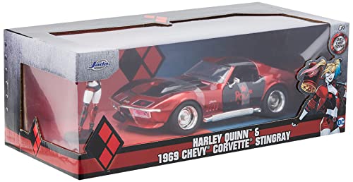 Jada 1:24 Diecast 1969 Chevy Corvette Stingray with Harley Quinn Figure