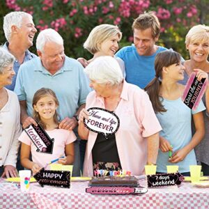 Retirement Party Decorations Happy Retirement Banner Hanging Decorations Retirement Theme Yard Sign Pink Retirement Decorations for Women, 10 Pieces Hanging Cards Decorating Kit