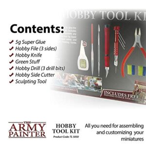 The Army Painter Hobby Tool Kit - 7-Piece Plastic Model Kit Tools for Miniatures with Green Stuff & Model Glue - Beginners Model Building Kits, Model Kit Accessories, Model Tool Kit for Plastic Models