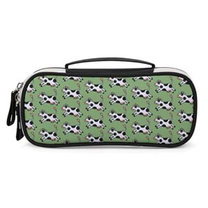 cartoon cow pattern pu leather pen pencil bag organizer portable makeup carry case storage handbag