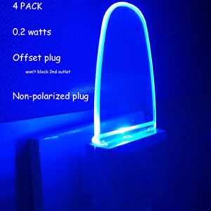 4 Pack Night Light Lamp with Dusk to Dawn Sensor, Plug in, Blue Led Night Light