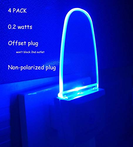 4 Pack Night Light Lamp with Dusk to Dawn Sensor, Plug in, Blue Led Night Light