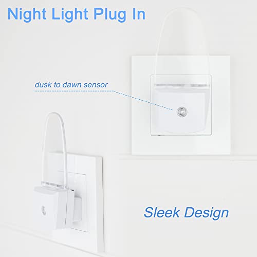 4 Pack Night Light Lamp with Dusk to Dawn Sensor, Plug in, Blue Led Night Light