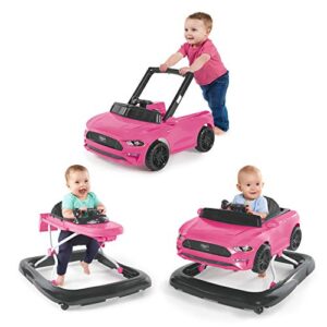 bright starts ford mustang ways to play 4-in-1 baby activity push walker, pink, age 6 months+