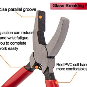 3PCS Heavy Duty Glass Running Pliers and Breaker Grozer Pliers Oil Feed Glass Cutter Set with Rubber Tips,Stained Glass Cutting Tool Kit for Key Fob Hardware Install and Stained Glass Work