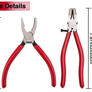 3PCS Heavy Duty Glass Running Pliers and Breaker Grozer Pliers Oil Feed Glass Cutter Set with Rubber Tips,Stained Glass Cutting Tool Kit for Key Fob Hardware Install and Stained Glass Work