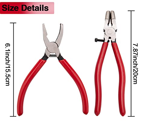 3PCS Heavy Duty Glass Running Pliers and Breaker Grozer Pliers Oil Feed Glass Cutter Set with Rubber Tips,Stained Glass Cutting Tool Kit for Key Fob Hardware Install and Stained Glass Work