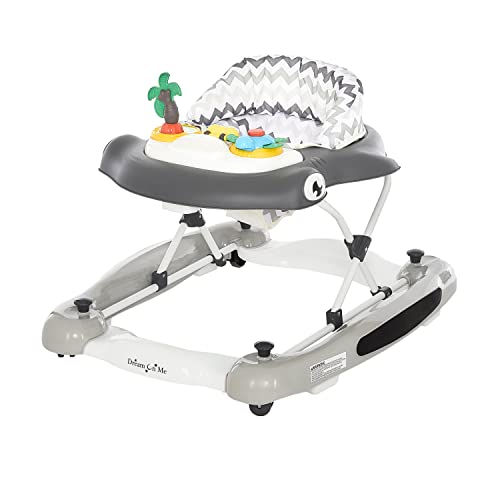 Dream on Me 2-in-1 Aloha Fun Activity Baby Walker in Grey, Easily Convertible Baby Walker, Adjustable Three Position Height Settings, Fun Activity Center, Easy to Fold and Store