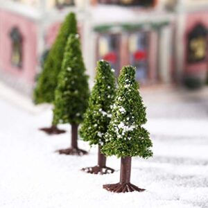 Wakauto Model Train Scenery Christmas Model Cedar Trees Architecture Trees Miniature, 15pcs Green Scenery Landscape Model Cedar Trees Tree Cake Topper