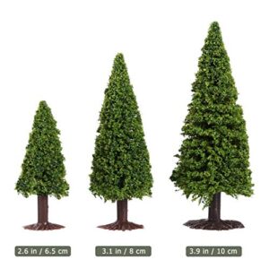 Wakauto Model Train Scenery Christmas Model Cedar Trees Architecture Trees Miniature, 15pcs Green Scenery Landscape Model Cedar Trees Tree Cake Topper