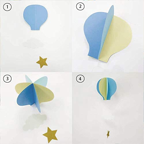 Hot Air Balloon Garland Decorations - 8 Pack Large Size Pastel Cloud Hot Air Balloon 3D Paper Garland Hanging Decorations for Wedding, Birthday, Baby Shower, Christmas Party - Pink