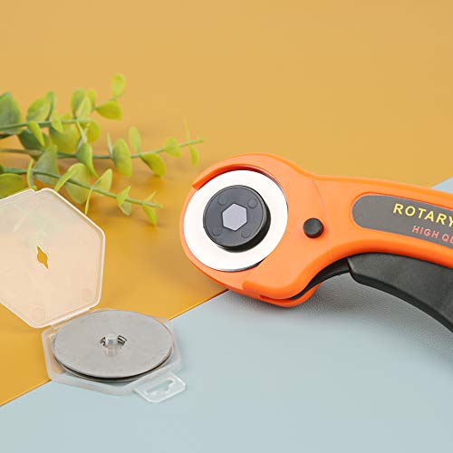 Rotary Cutter, 45mm Rotary Cutter for Fabric, Rotary Fabric Cutter with Safety Lock, Included Extra 10 Pack 45mm Replacement Blades, Ergonomic Rotary Cutter Tool for Quilting Sewing Arts Crafts