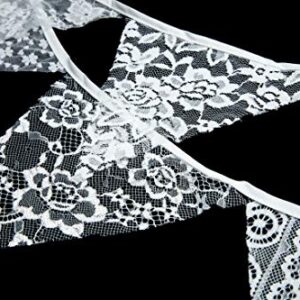 LOVENJOY White Floral Lace Pennant Banner - 10.8 Feet