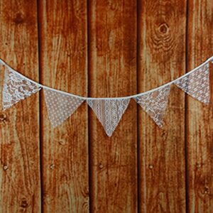 LOVENJOY White Floral Lace Pennant Banner - 10.8 Feet