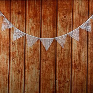 LOVENJOY White Floral Lace Pennant Banner - 10.8 Feet