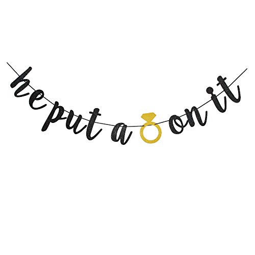 He Put A Ring On It Banner, Bridal Shower/Bachelorette/Wedding Engagement Party Sign Supplies Decorations