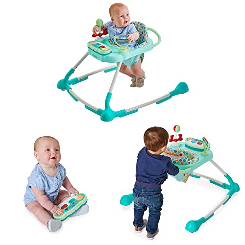 Kolcraft Tiny Steps Groove 3-in-1 Infant and Baby Activity Push Walker with Steel Base, Removable Piano-Toy, Seated or Walk-Behind for Baby Girl or Boy - Honeycomb