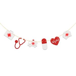 talorine red glitter congrats doctor banner congrats nurse banner- senior college medical graduation party bunting decorations supplies