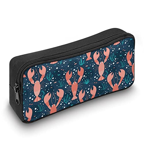 Sea Life Pattern with Lobsters Pencil Case Makeup Bag Big Capacity Pouch Organizer for Office College