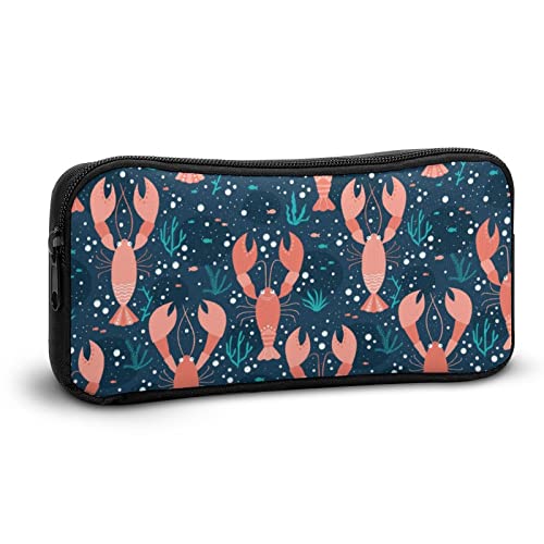 Sea Life Pattern with Lobsters Pencil Case Makeup Bag Big Capacity Pouch Organizer for Office College