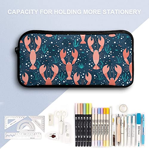 Sea Life Pattern with Lobsters Pencil Case Makeup Bag Big Capacity Pouch Organizer for Office College