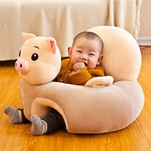 aipinqi baby support sofa, infant sitting chair safe baby sofa chair baby sit up chair back head protect seat learn to sit chair for toddlers 3-24 month baby floor plush lounger (piggy)