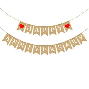 jute burlap happy anniversary banner party bunting garland decoration supply