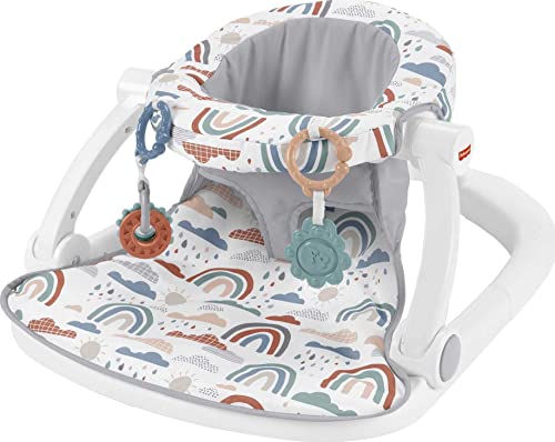 Fisher-Price Sit-Me-Up Floor Seat â€“ Rainbow Showers, Portable Baby Chair with-Toys