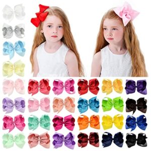 choicbaby 28pcs 6 inches grosgrain ribbon hair bows large hair bows alligator clips hair accessories for baby girls toddlers teens