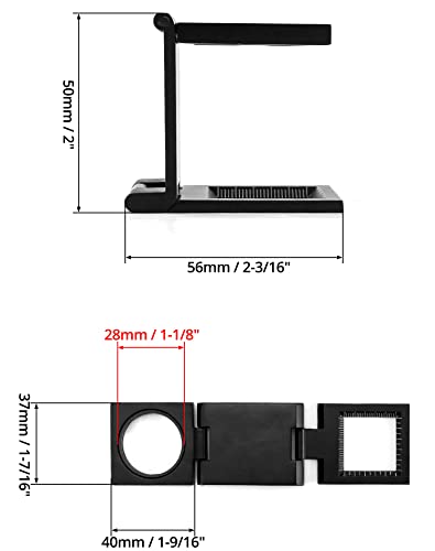 QWORK Three-Folding 10X Magnifier, 2 Pcs Zinc Alloy Magnifying Glass with Scale, for Textile Optical Jewelry Sewing Thread Collection Repair