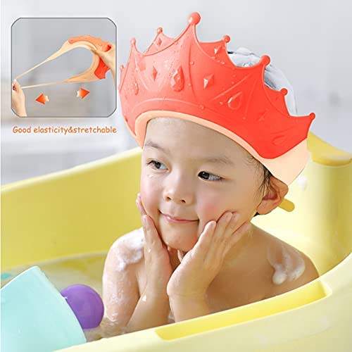 FUSACONY Baby Shower Cap Shield, Shower Cap for Kids, Visor Hat for Eye and Ear Protection for 0-9 Years Old Children, Cute Crown Shape Makes the Baby Bath More Fun (Pink)