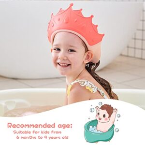 FUSACONY Baby Shower Cap Shield, Shower Cap for Kids, Visor Hat for Eye and Ear Protection for 0-9 Years Old Children, Cute Crown Shape Makes the Baby Bath More Fun (Pink)