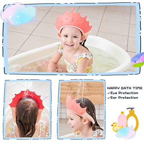 FUSACONY Baby Shower Cap Shield, Shower Cap for Kids, Visor Hat for Eye and Ear Protection for 0-9 Years Old Children, Cute Crown Shape Makes the Baby Bath More Fun (Pink)