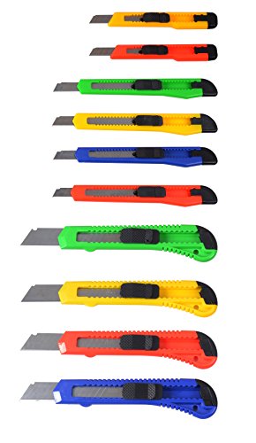 eZthings® 10 Heavy Duty Box Cutters Openers Utility Knives with Snap Off Blades (Variety Knife Set)