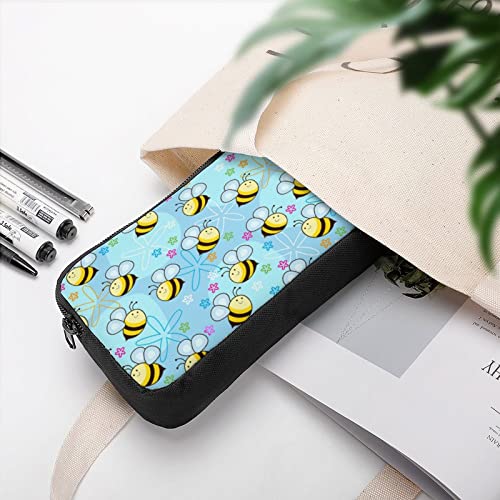 Cute Bees Pencil Case Makeup Bag Big Capacity Pouch Organizer for Office College