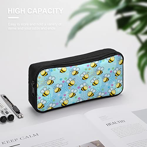 Cute Bees Pencil Case Makeup Bag Big Capacity Pouch Organizer for Office College