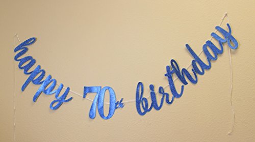 All About Details Happy 70th Birthday Cursive Banner (Blue)