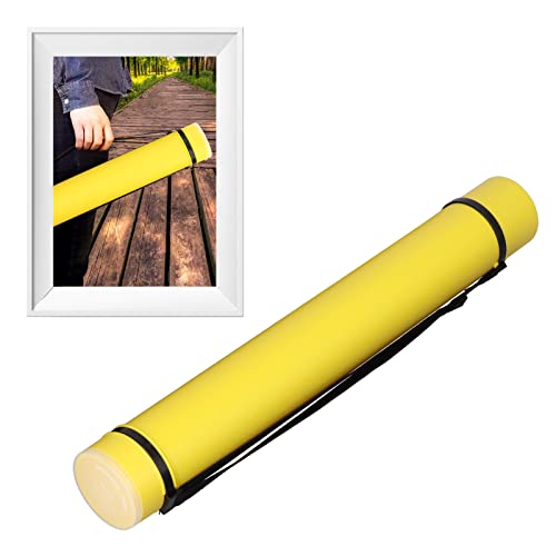 Blueprint Tube, Poster Storage Tube Waterproof Moistureproof Large Capacity Environmentally Friendly Plastic with Strap for Outdoor for Storage for Travel(Yellow)