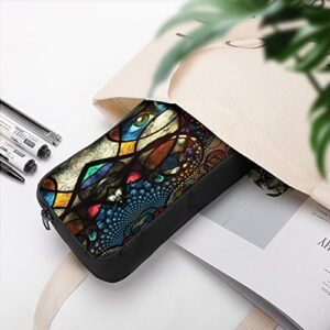 Psychedelic Oriental Ethnic Motif Eyes Pencil Case Makeup Bag Big Capacity Pouch Organizer for Office College